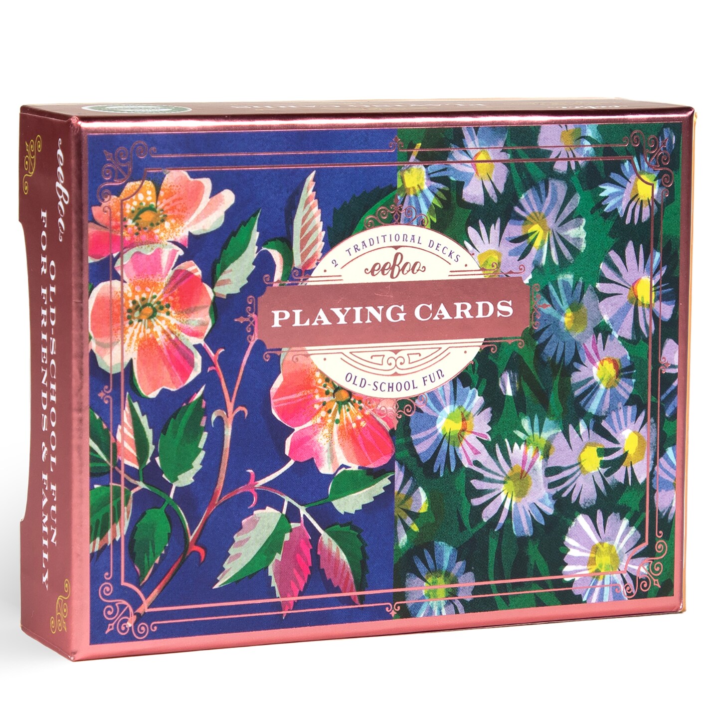 eeBoo: Roses & Asters Playing Cards - Includes 2 - 52 Card Decks ...
