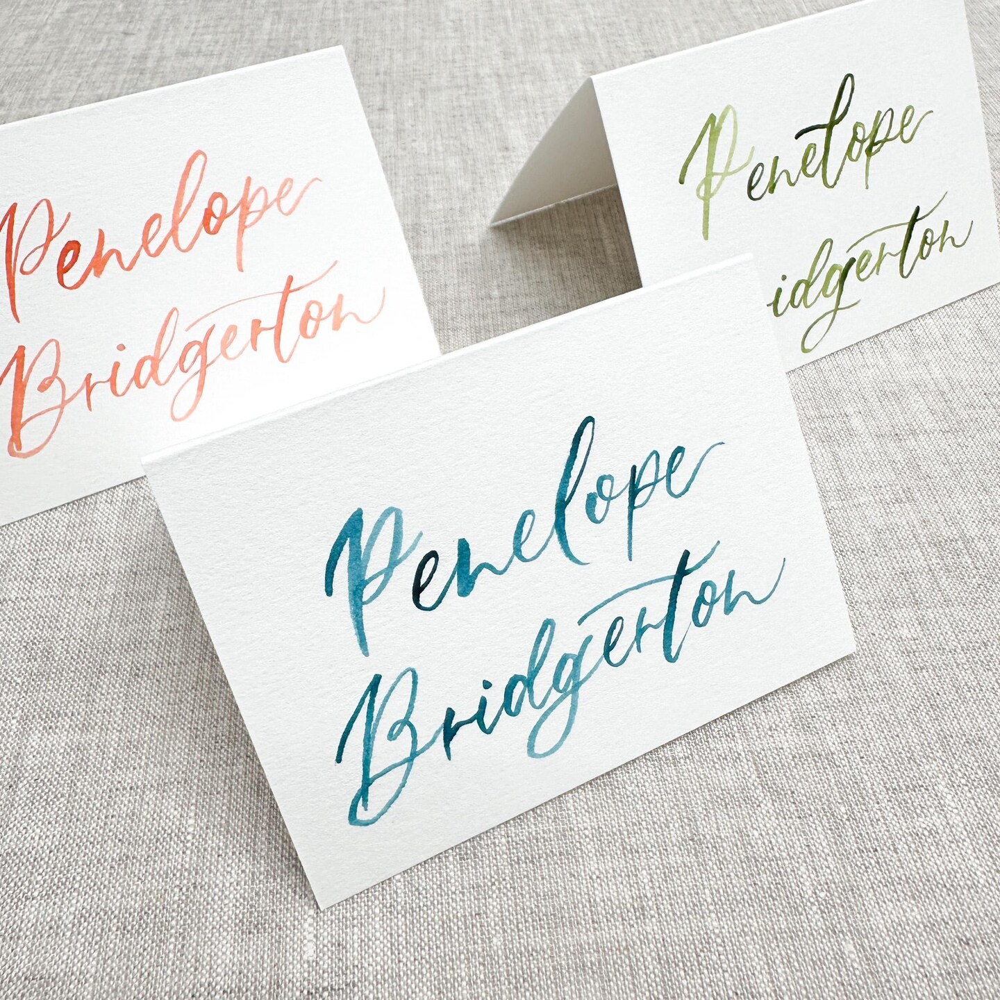 Watercolor calligraphy place cards, wedding place cards, watercolor ...