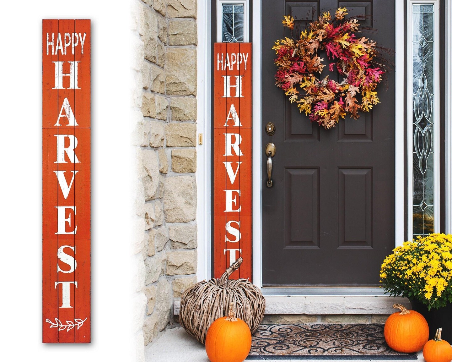 72in Outdoor Happy Harvest Rustic Craft Porch Sign for Front Door, 6ft ...