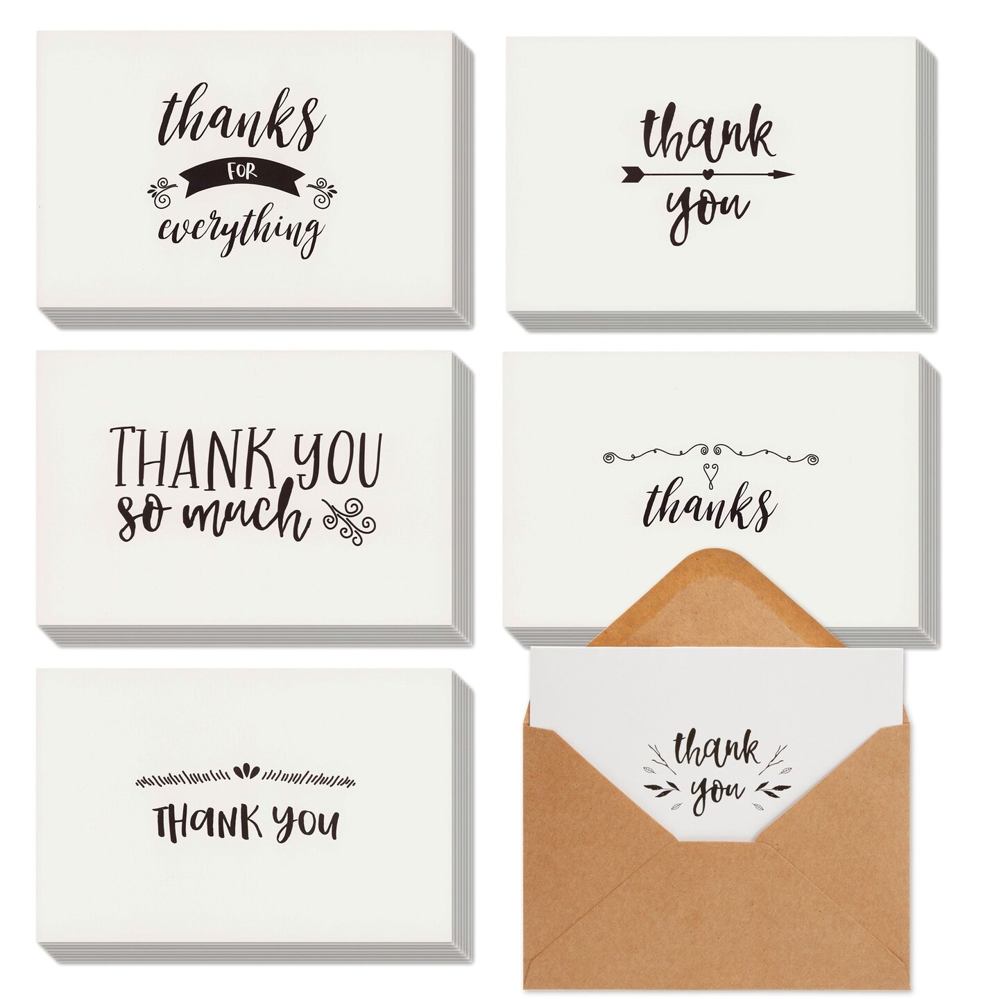 BEST PAPER GREETINGS Thank You Cards with Envelopes - 4 x 6 In, 48-Pack ...
