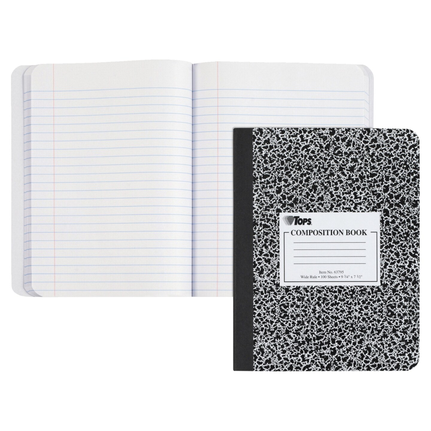 TOPS Wide Ruled Composition Book, 9-3/4 x 7-1/2 Inches, 100 Sheets ...