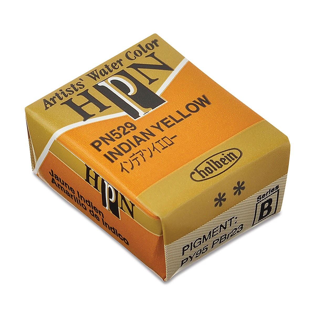 Holbein Artists' Watercolor Half Pan - Indian Yellow, Color: Yellow ...