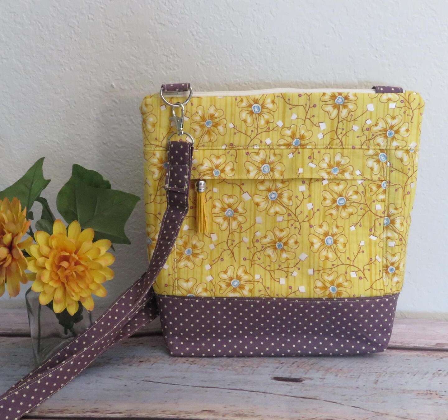 Crossbody bag, Beautiful Floral print, Adjustable Strap ~ Handmade ...