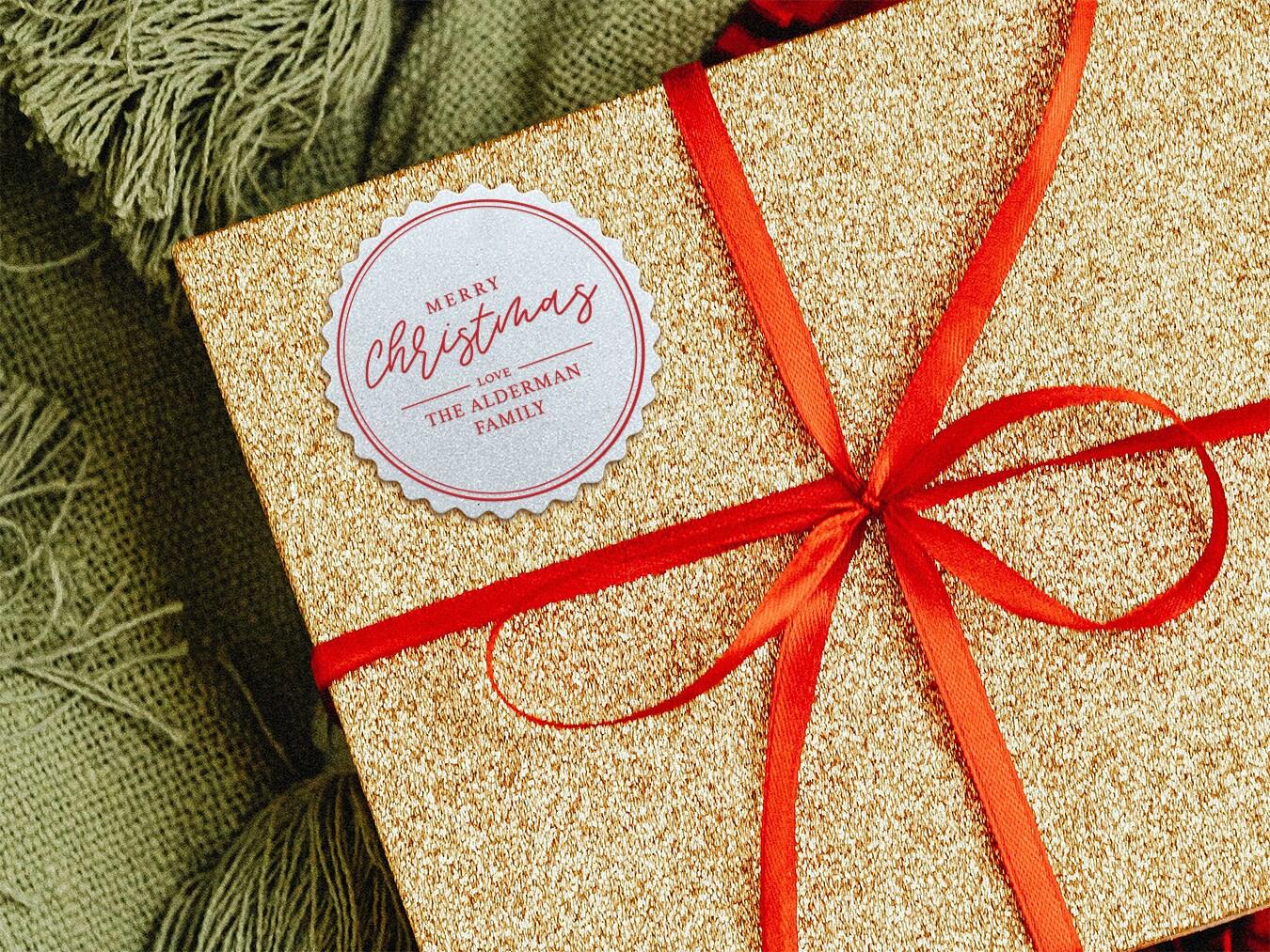 Merry Christmas White Glitter Gift Tag | Personalized Christmas Gift ...