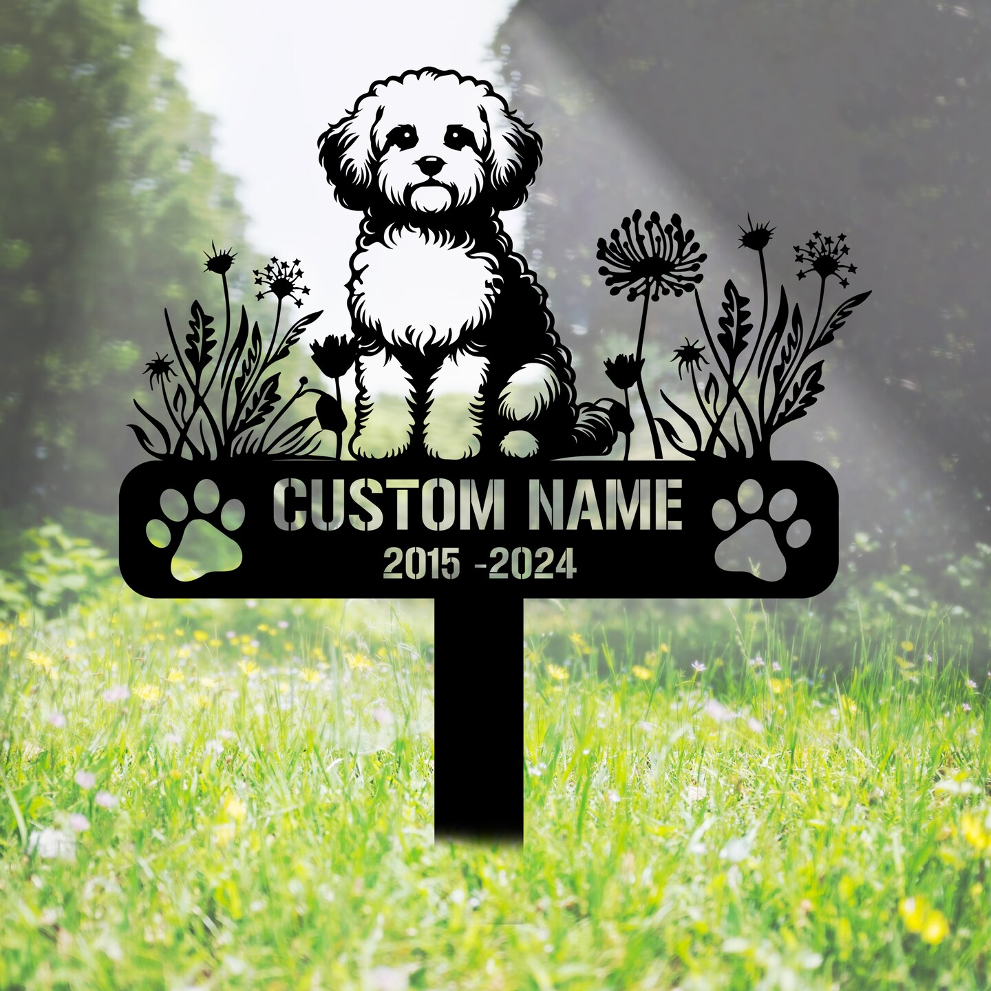 Custom Maltipoo Dog Memorial Stake, Maltipoo Metal Stake, Personalized ...