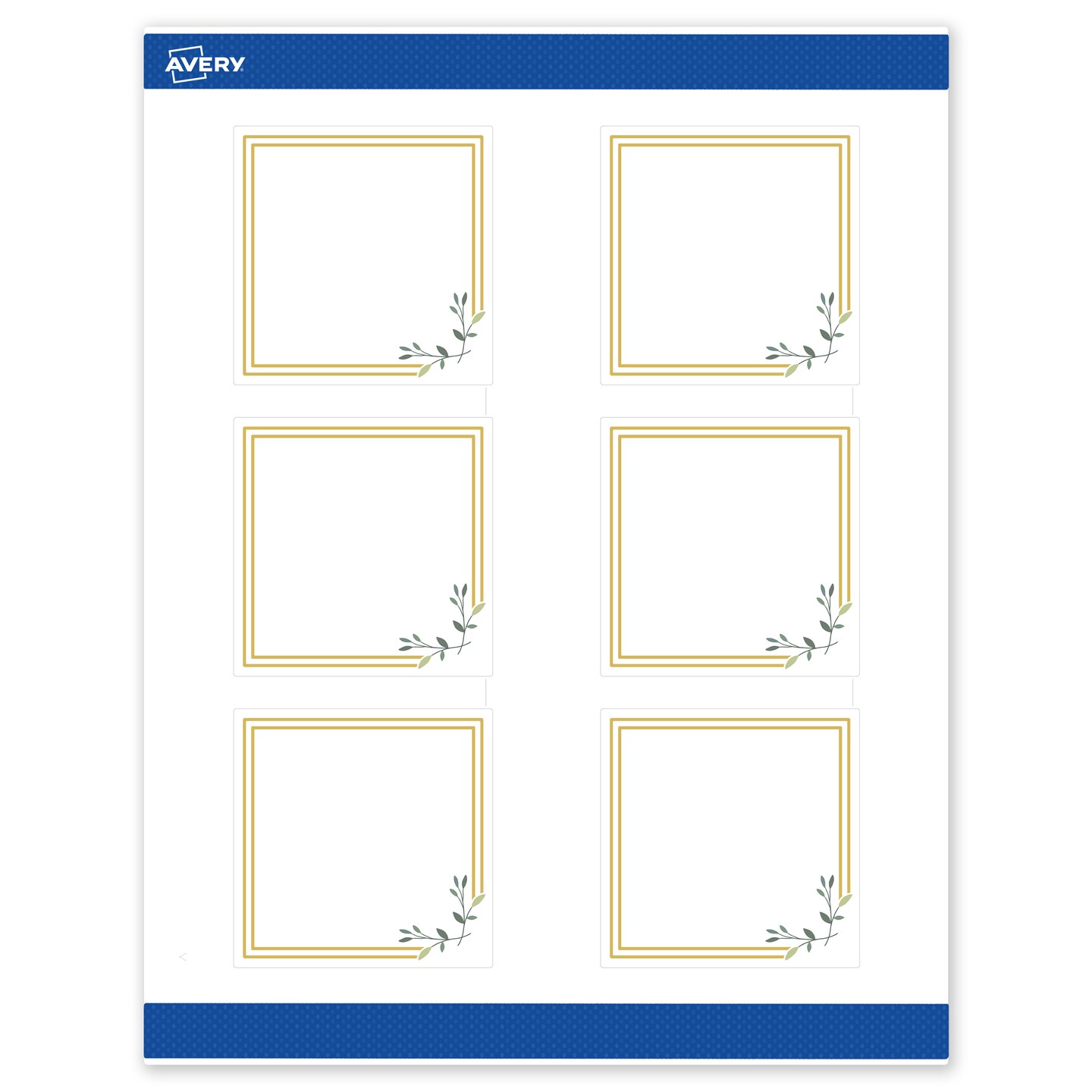 Avery Printable Square Labels, Gold Double Border with Florals, 3" x 3 ...