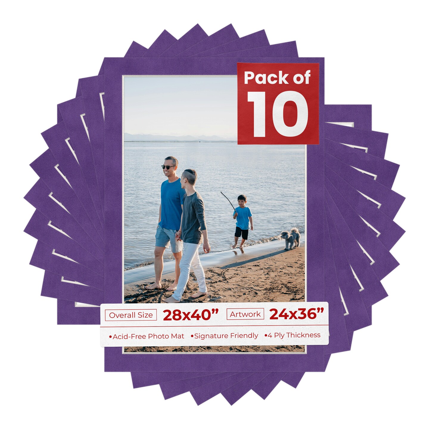 Purple Suede Mat Board for 28x40 Frames - Fits 24x36 Photos, Color ...
