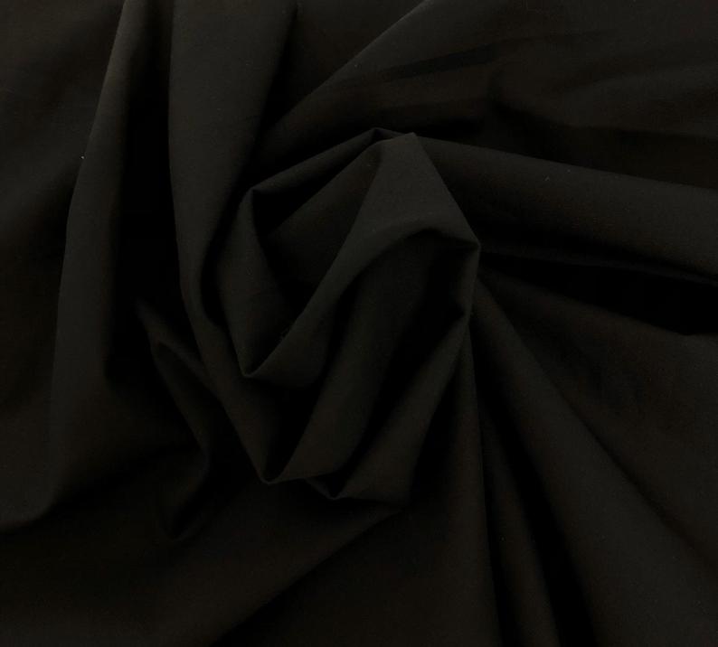 1 Yard Black 100% Woven Cotton Poplin Fabric Crisp Lightweight Smooth ...