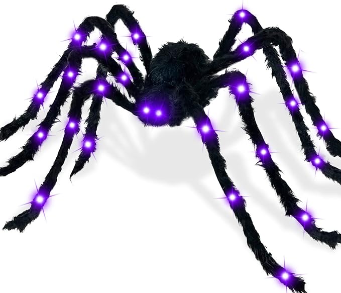 Outdoor Halloween Decor Lighted Spider,Light Up Spider with 26 LED ...