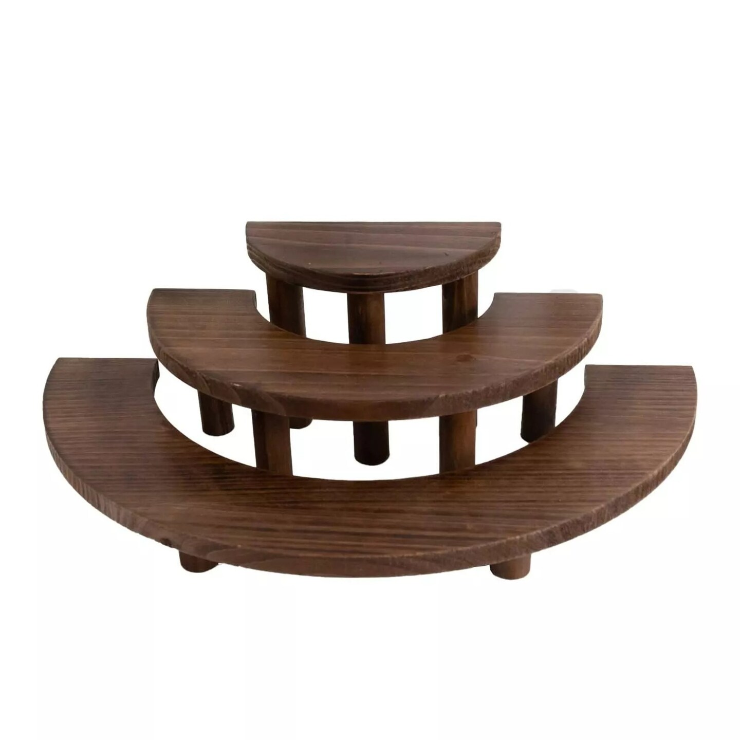 3 Semicircle Brown 3 Tier Wooden Cupcake Pedestals Dessert Display ...