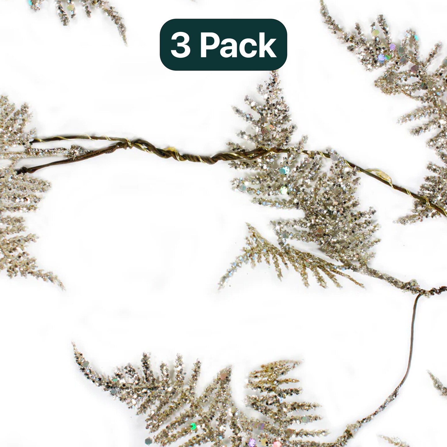 Fairy Light Garland with Iridescent Ferns – 20 LEDs on Gold Copper Wire ...