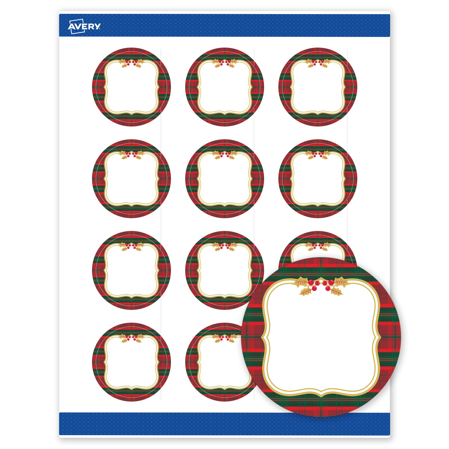 Avery Printable Christmas Labels with Sure Feed Technology, Round, 2 ...