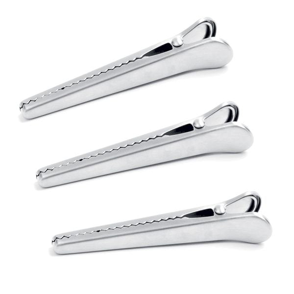 Norpro 3pc Stainless Steel Ultimate Jaw Clips - 4.5" Metal Squeeze Chip ...