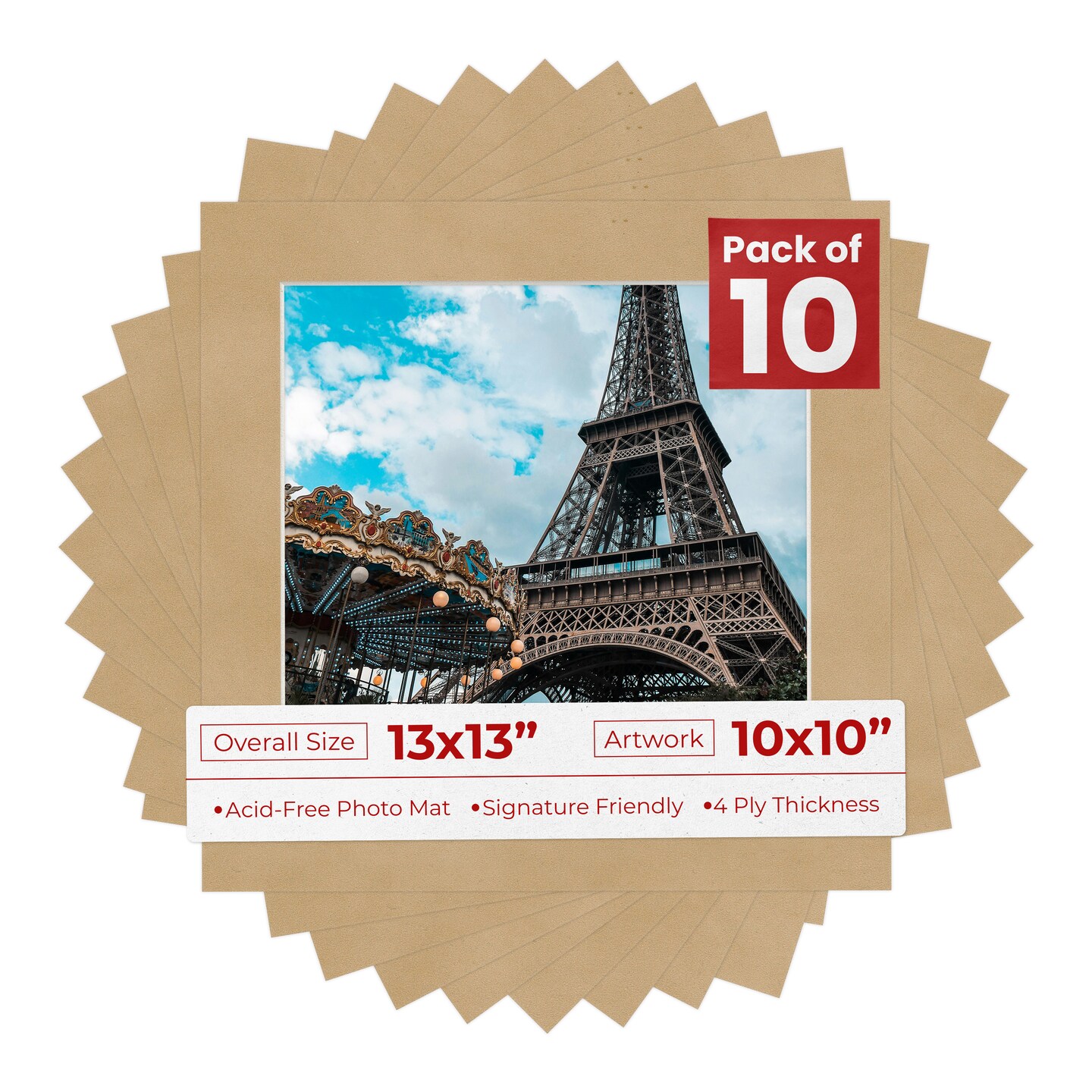 Beige Suede Mat Board for 13x13 Frames - Fits 10x10 Photos, Color ...