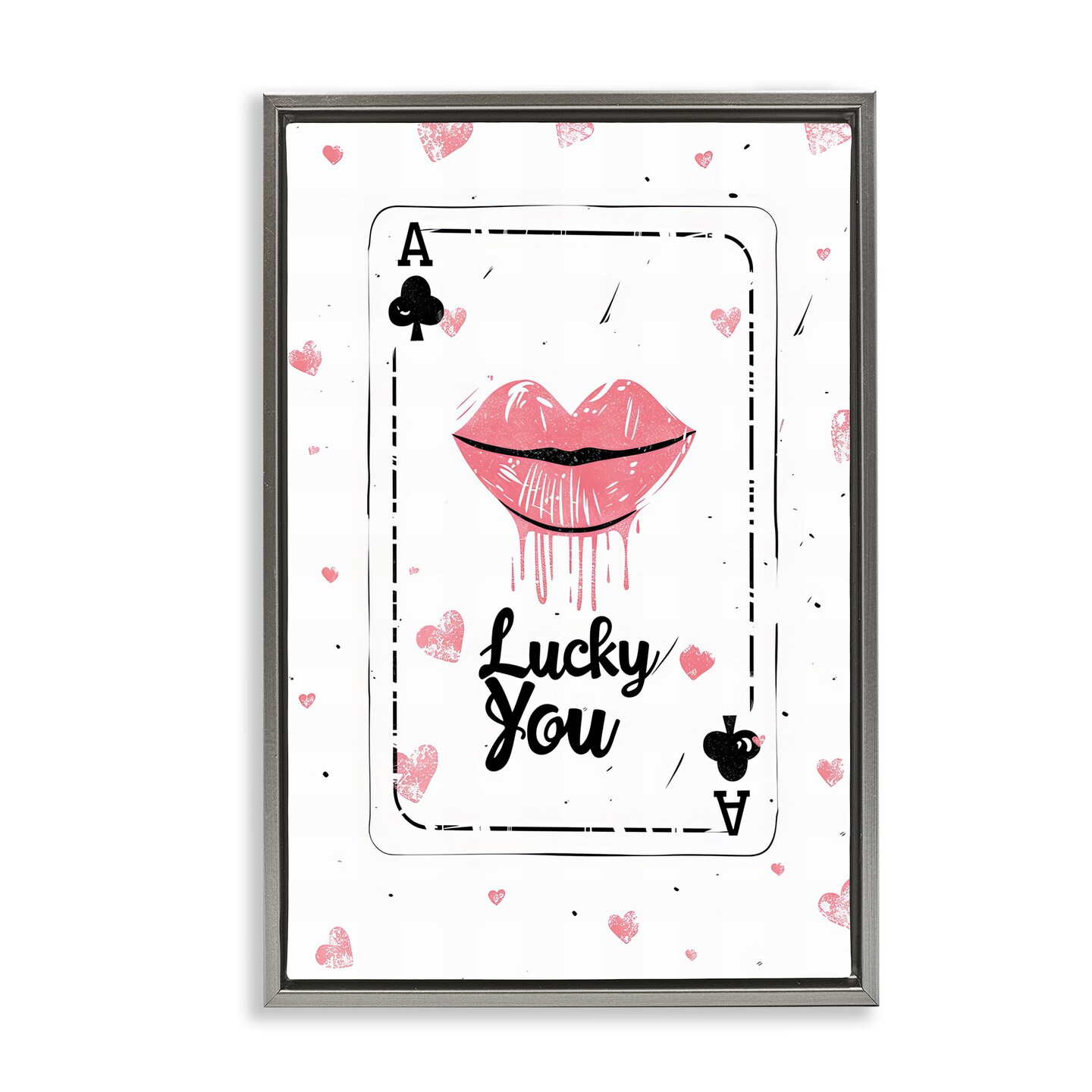 Stupell Industries Lucky You Playing Card Floating Frame Design by LSR ...