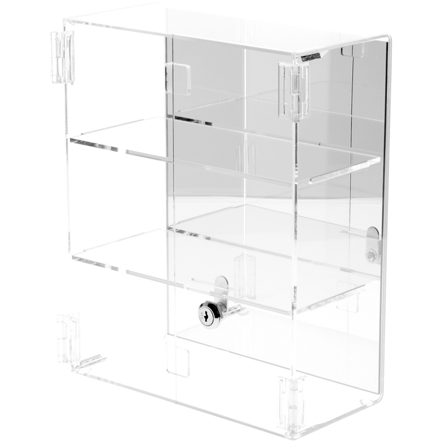 Plymor Clear Acrylic Rectangular Locking Display Case, 2 Shelves ...