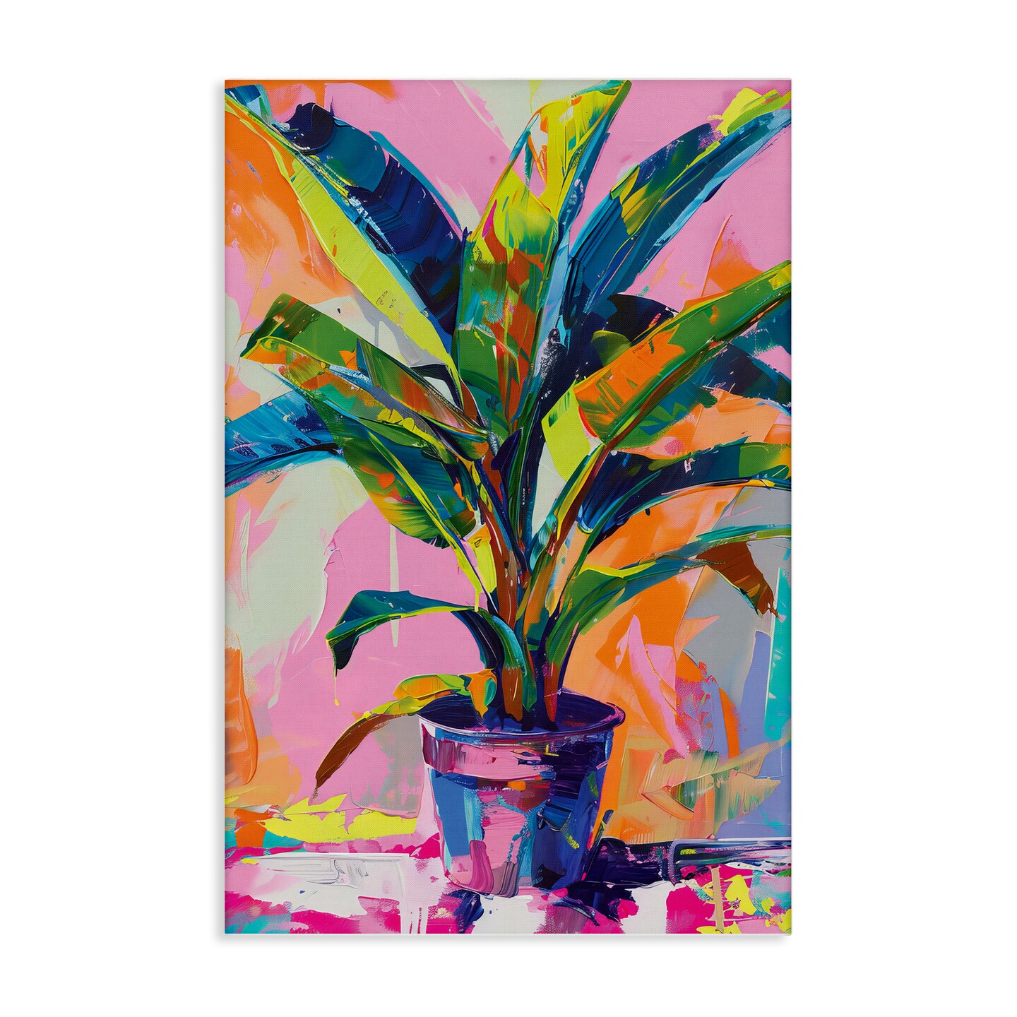 Stupell Industries Vivid Saturated House Plant Canvas Design by LSR ...