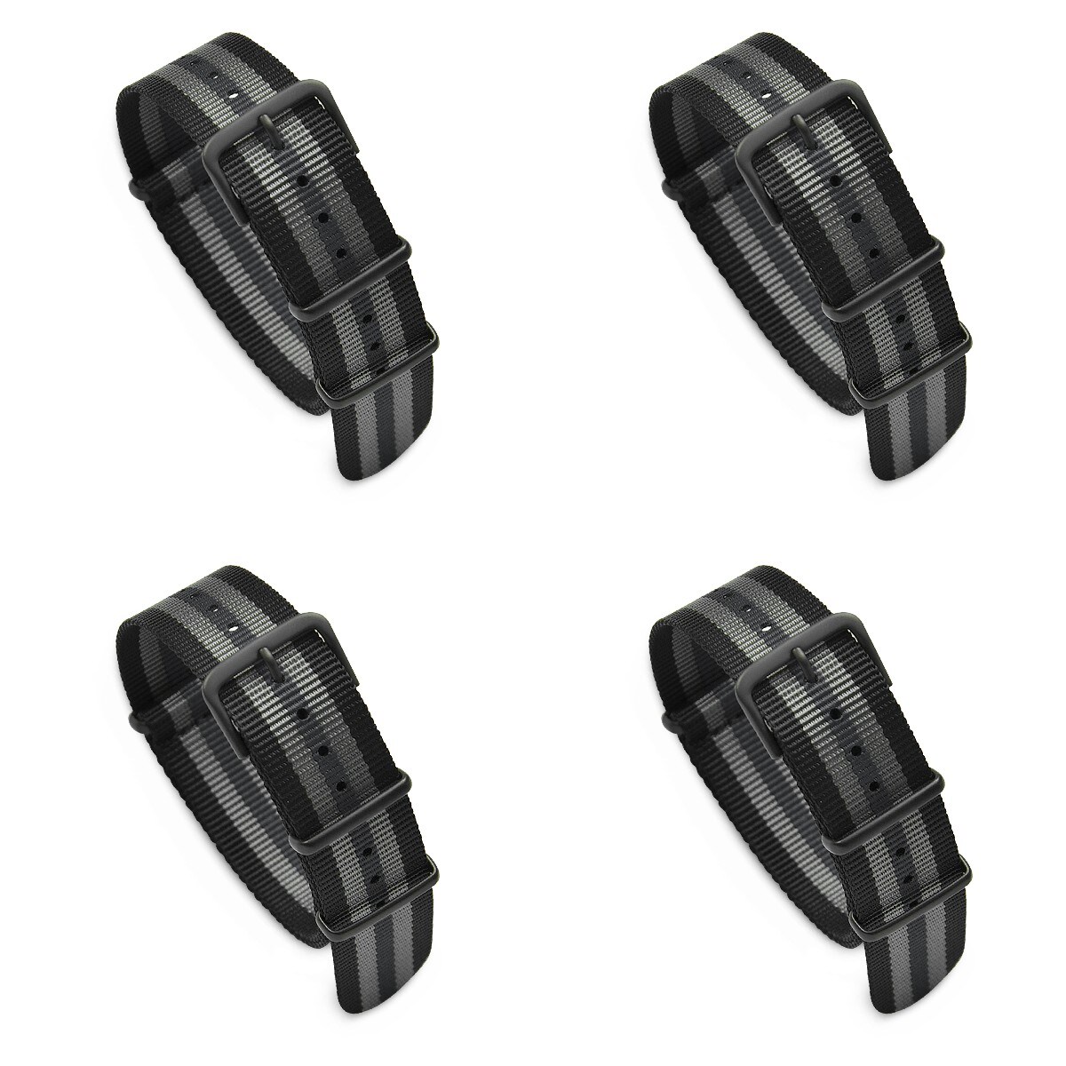 Value Pack of 4 Military MoD Nylon Watch Strap PVD (Black/Gray) | Michaels
