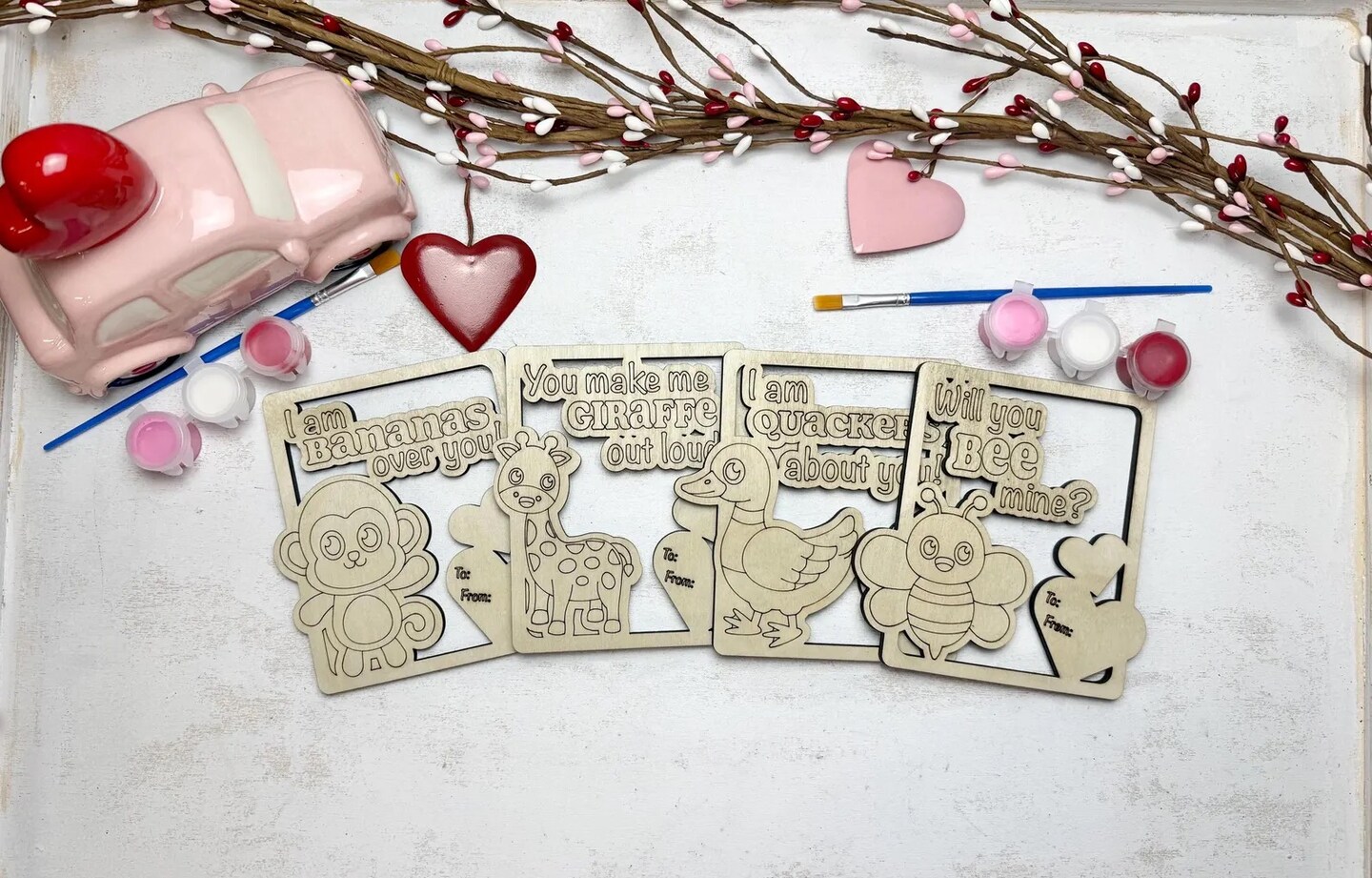 DIY Wooden Valentines Cards Painting Kits, Classroom Valentines Gift ...