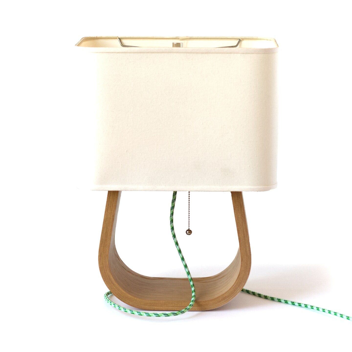 Modern Bent Plywood Table Lamp | White Linen Shade | Multiple Cord ...