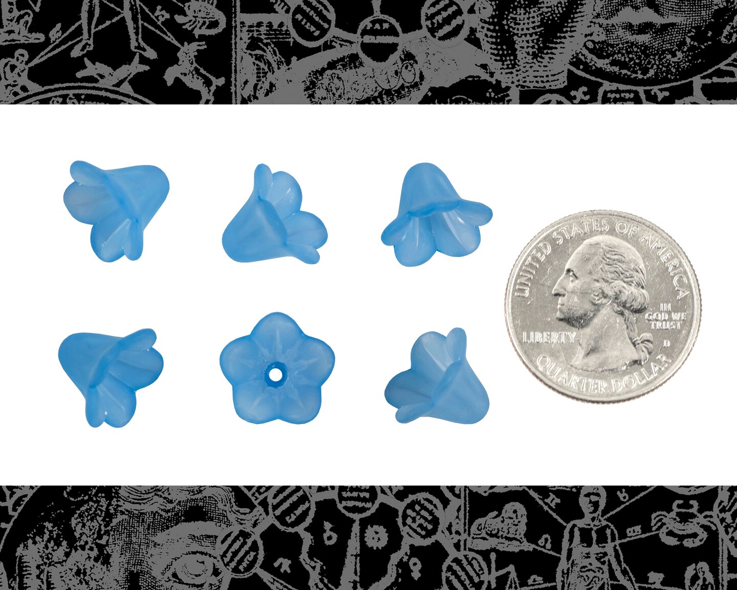 10x13 Cornflower Blue Small Frosted Lily Resin Flower Caps - Set of Six ...