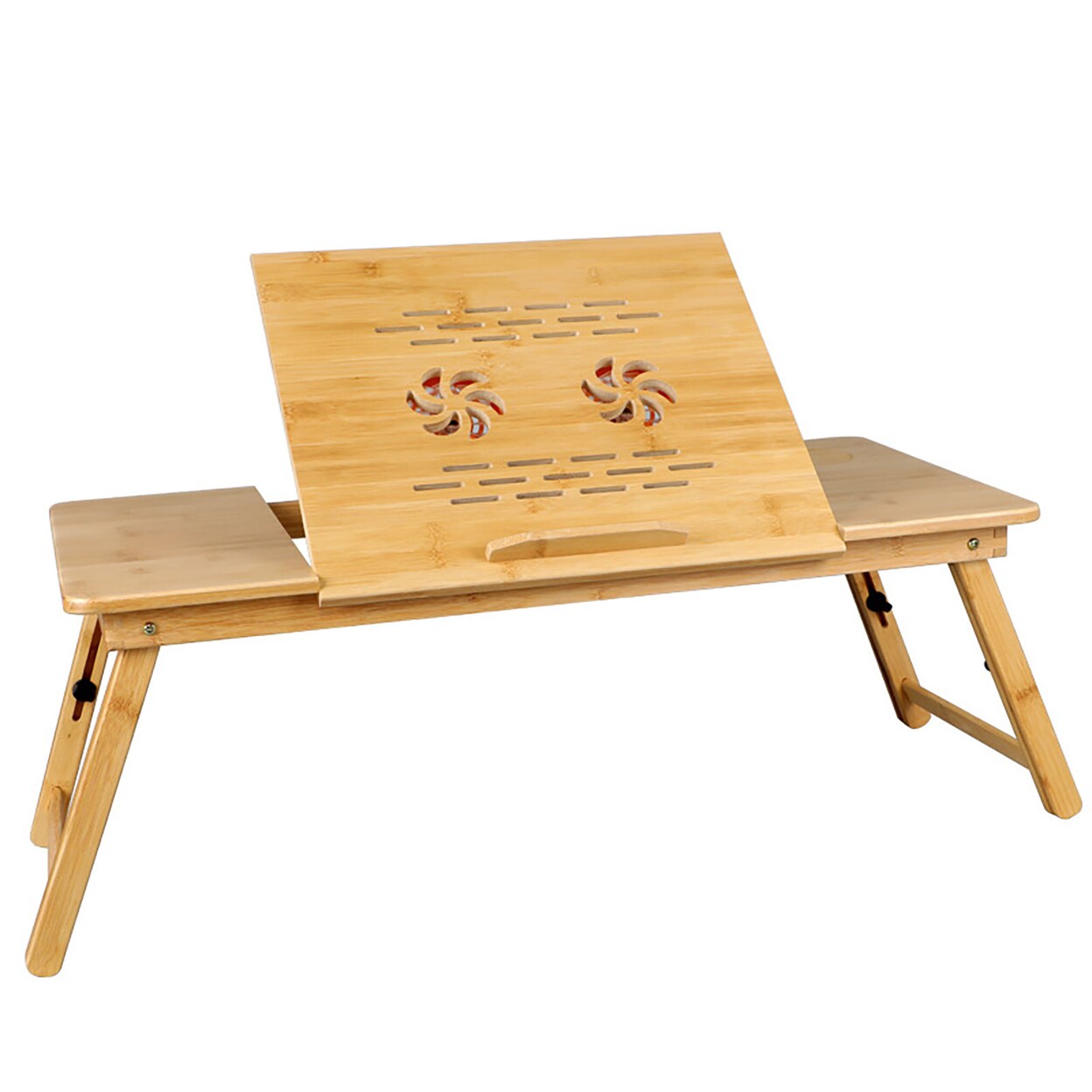 Adjustable Bamboo Laptop Desk With Fan Cooling Effect Tilting Top Drawer Foldable Bed Table Portable Breakfast Serving Michaels