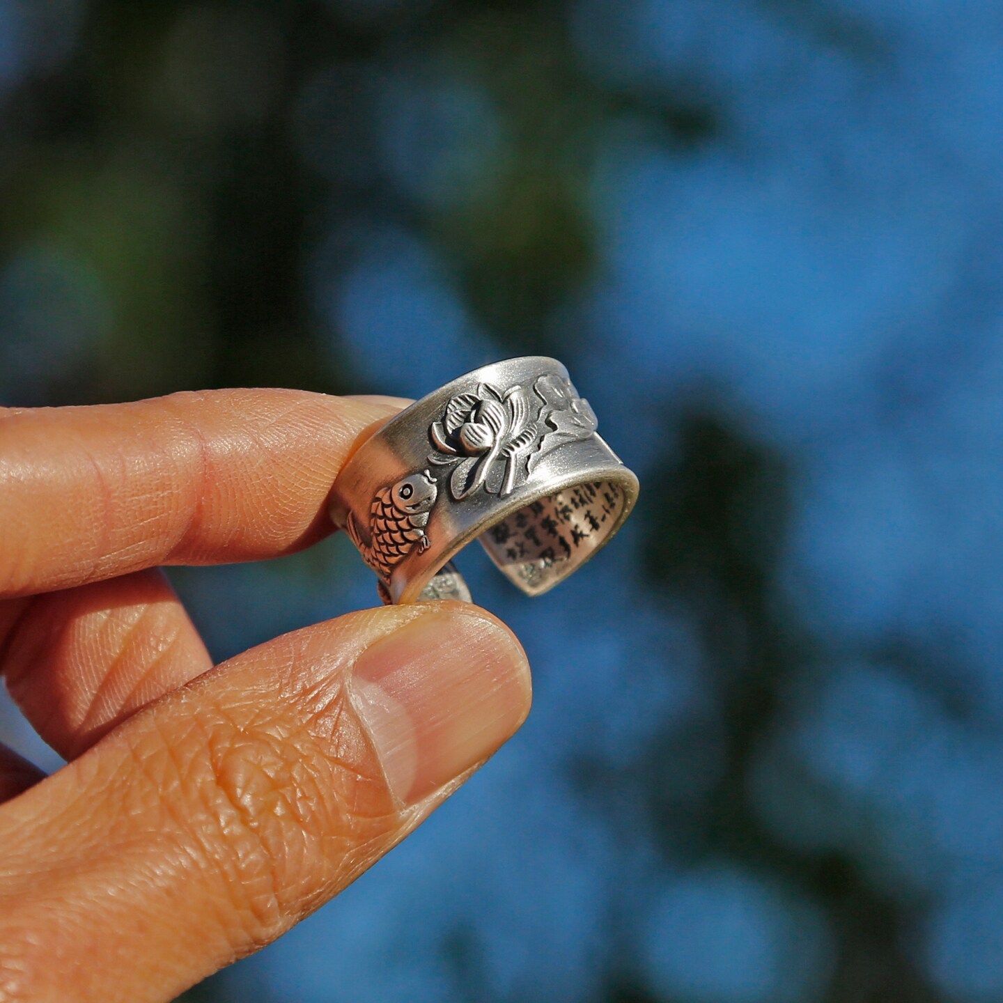 Adjustable silver ring for men store