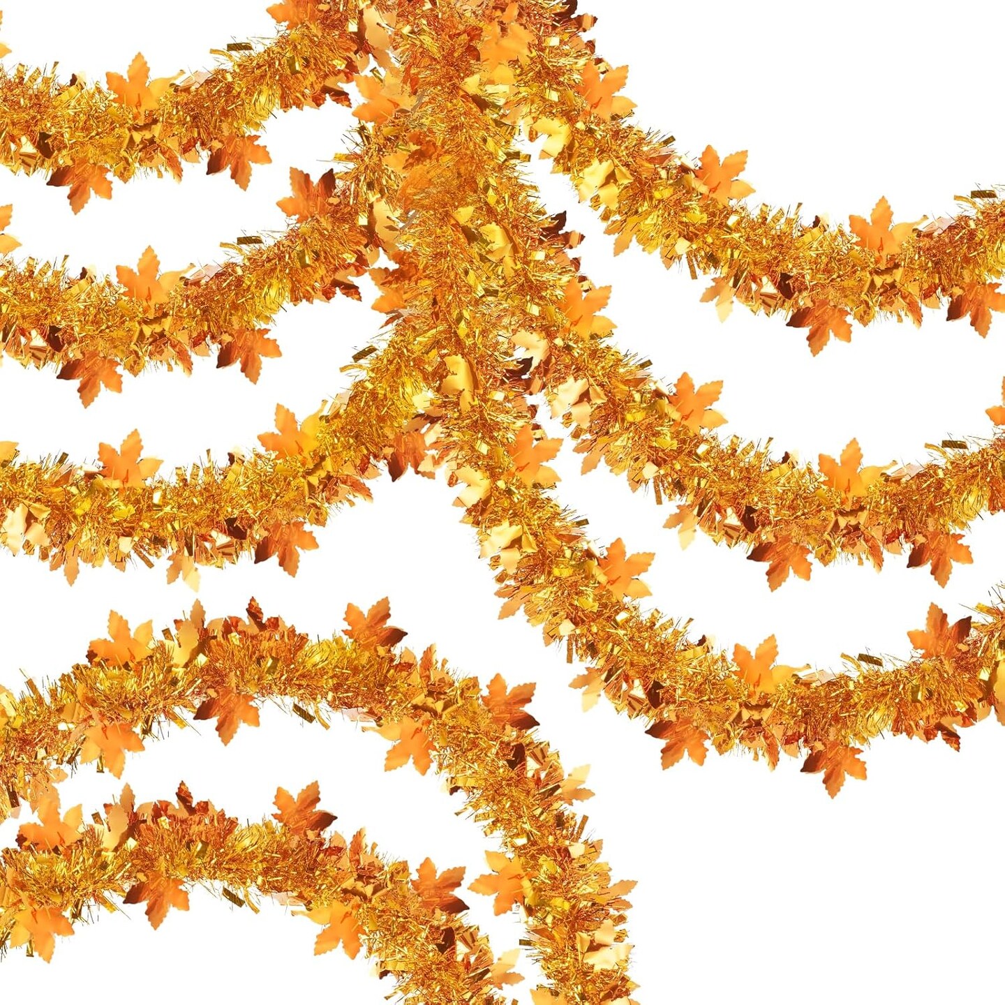 Decoration Golden Copper Autumn Maple Leaf Garlands Metallic Hanging ...