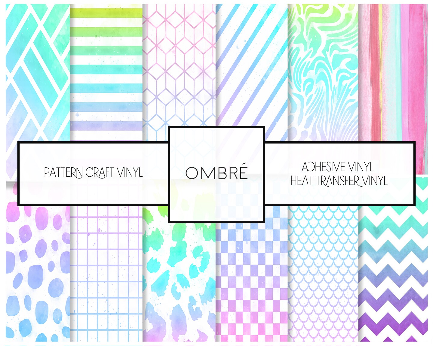 Pattern Vinyl HTV - Ombre Vinyl Sticker, Iron on Vinyl HTV Perfect for ...