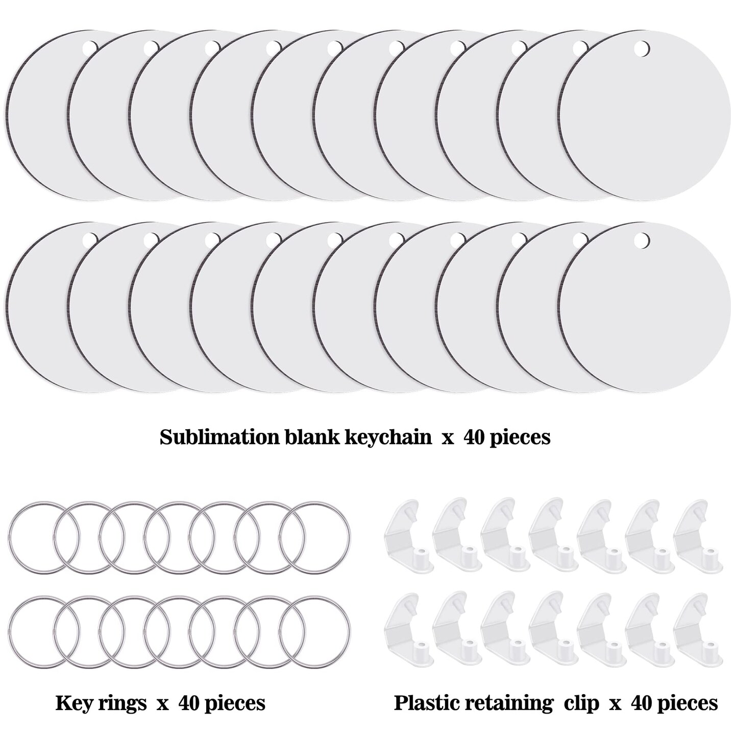 120 PCS Round Sublimation Keychain Blanks Double Side Heat Transfer ...