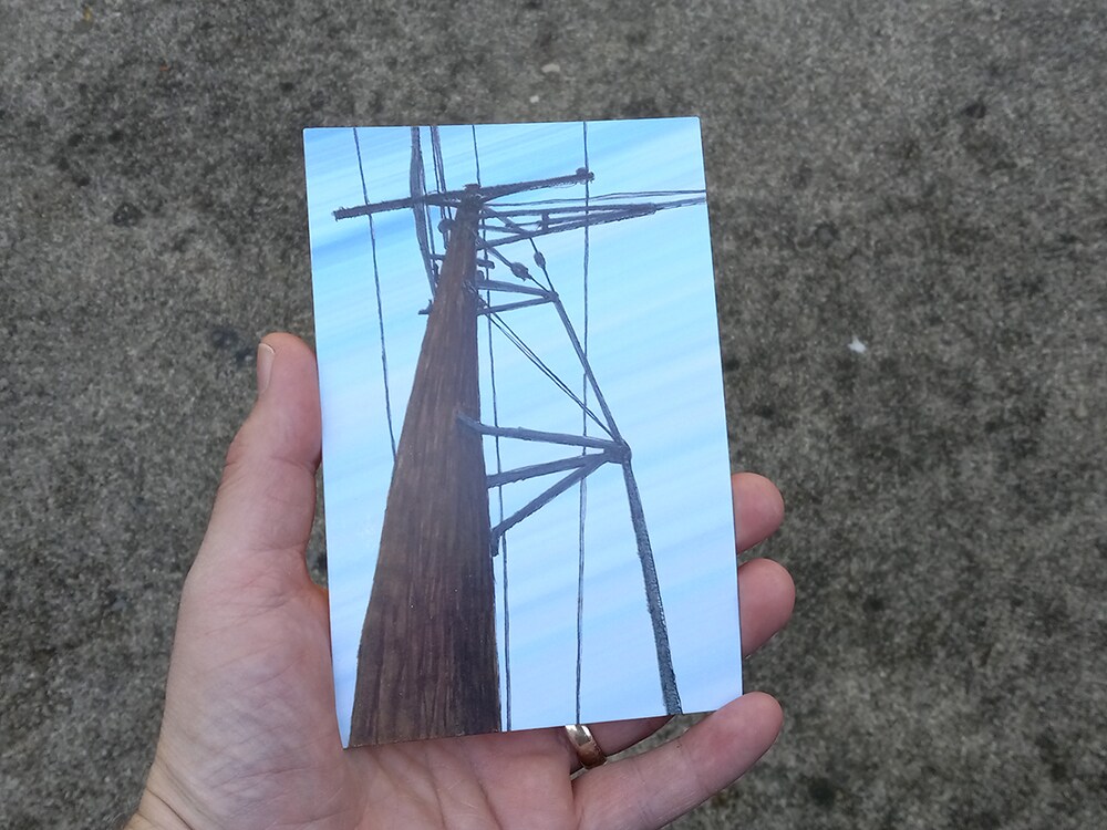 Telephone Pole Mixed Media Art Print, Look Up, Urban Street Electric ...