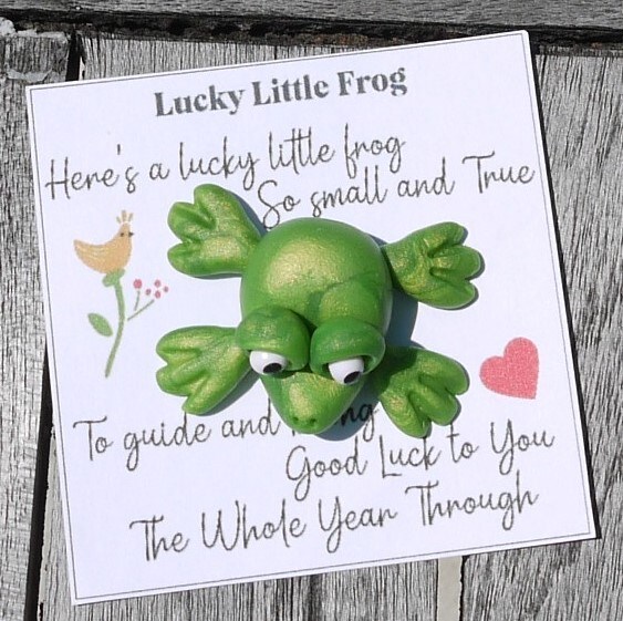 Lucky Frog, Handmade Miniature Clay Lucky Token with Poem - Cute Desk D ...