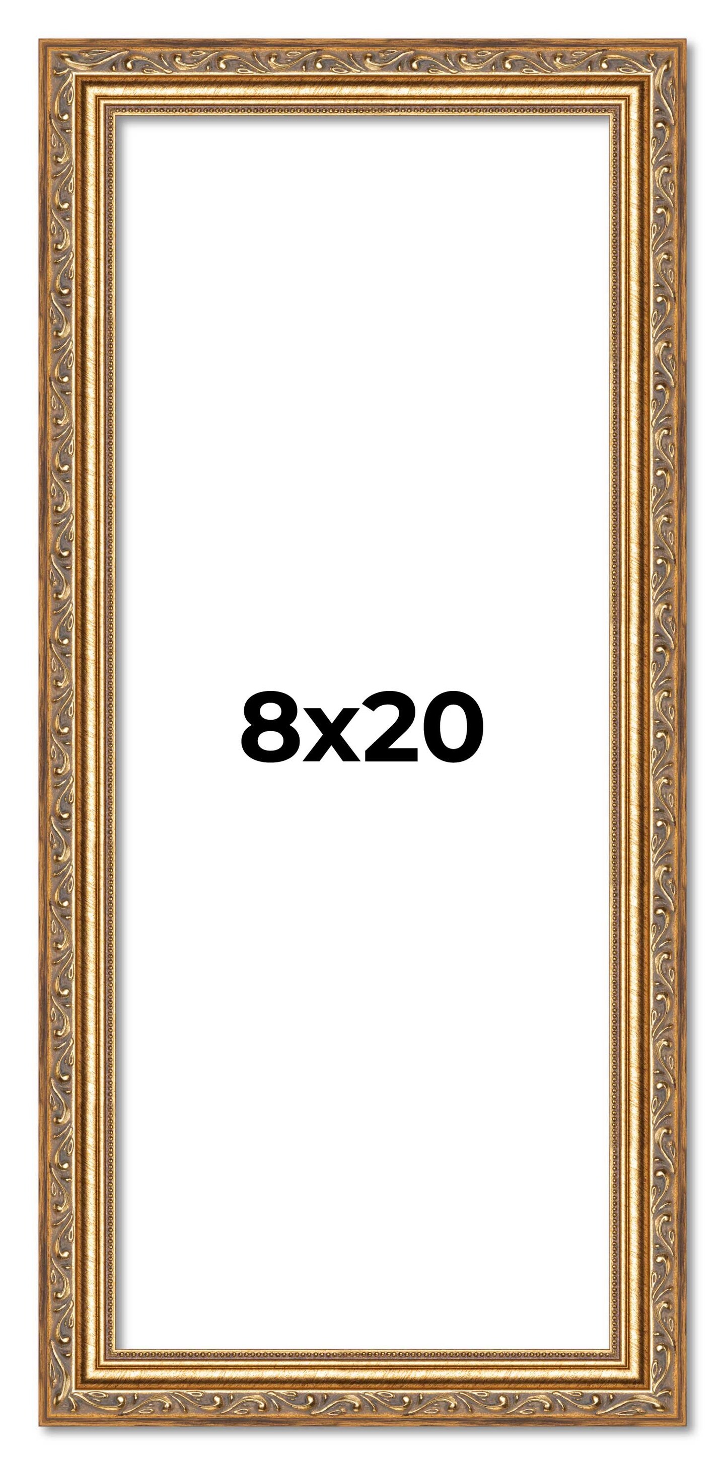 8x20 Solid Wood Antique Picture Frame with UV-Resistant Acrylic & Acid ...