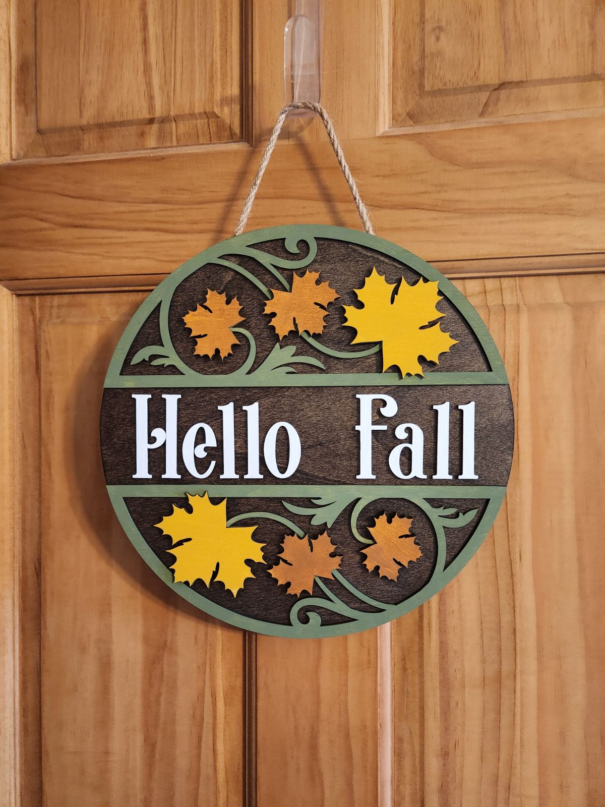 Hello Fall Door Sign, Wood Round Sign, Wood Sign, Door Sign, Sign ...