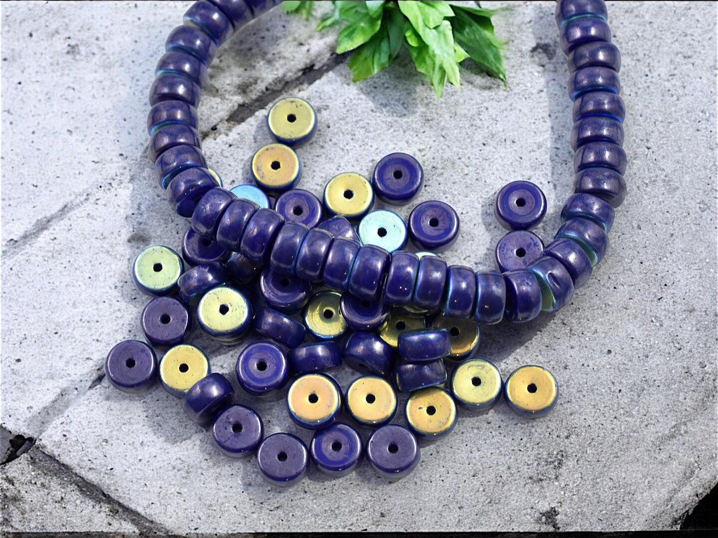 *50* 6x3mm Blue Picasso Washed Opaque Indigo AB Heishi Beads | Michaels