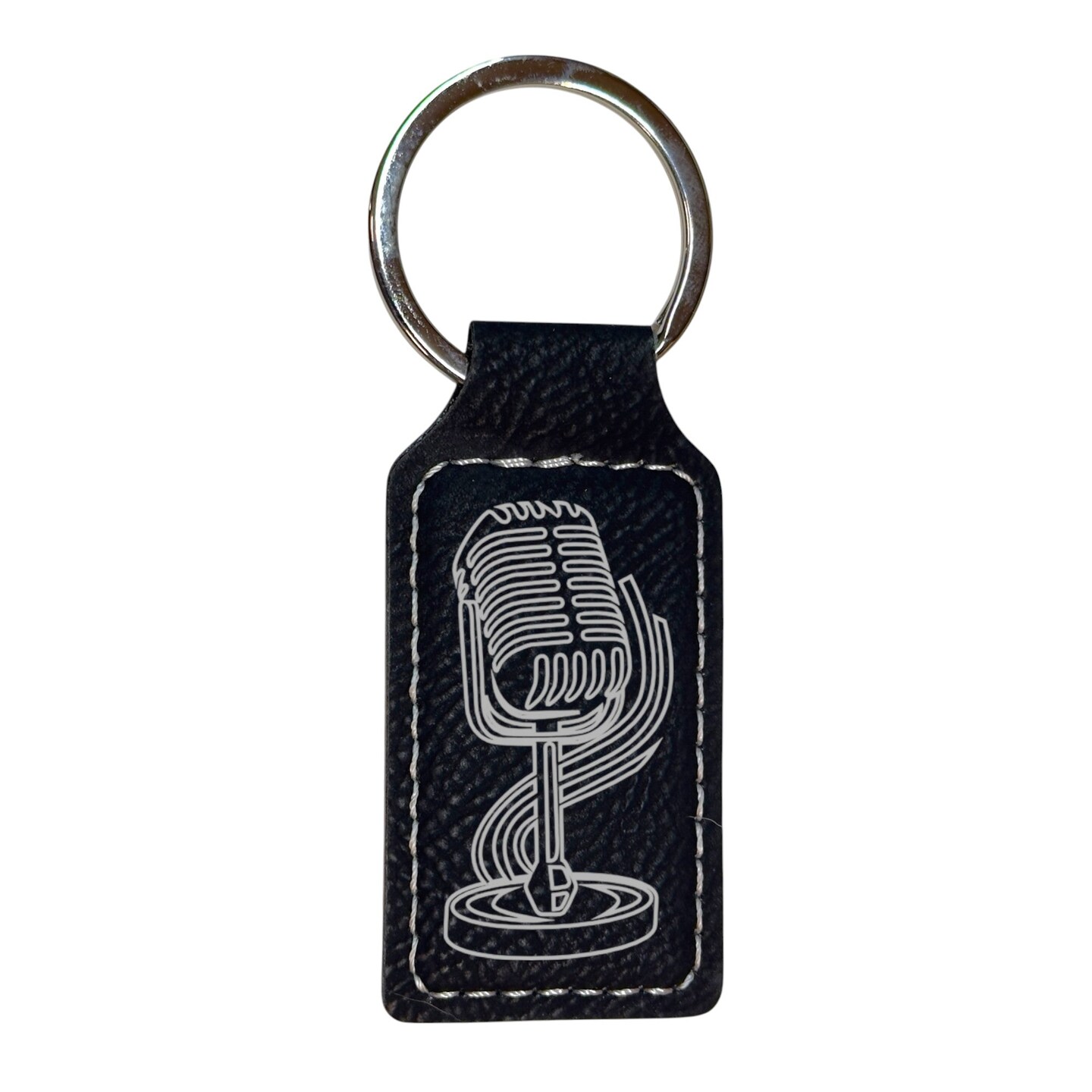 Keychain - Rectangle - Microphone - Leather | Michaels