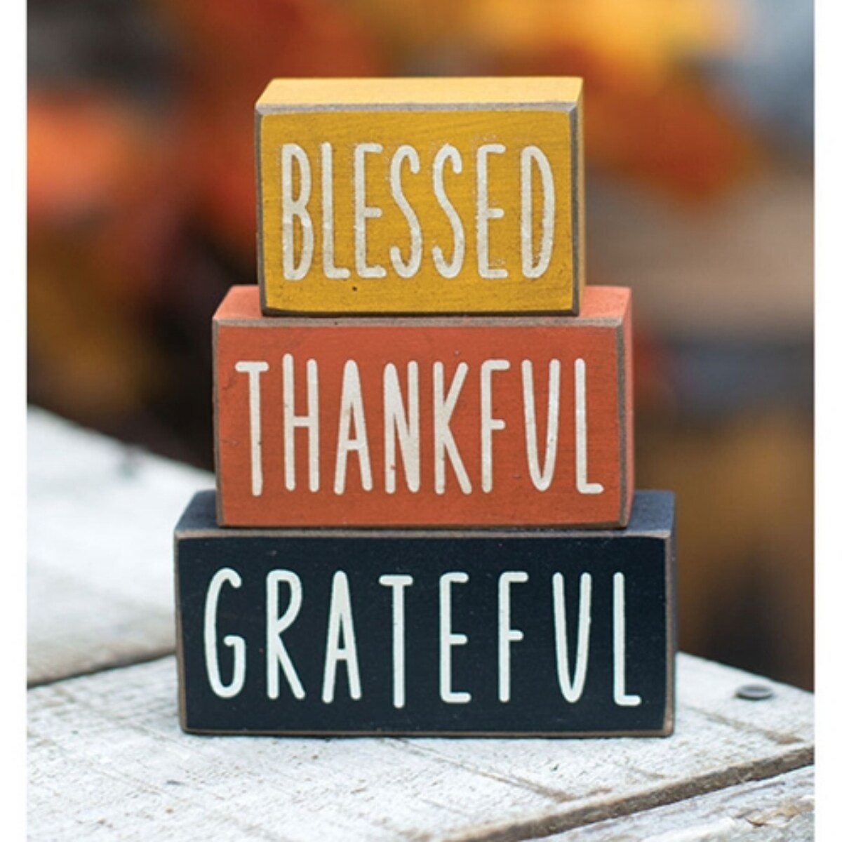 Blessed Thankful Grateful Fall Wooden Block Decor Autumn Stackable ...
