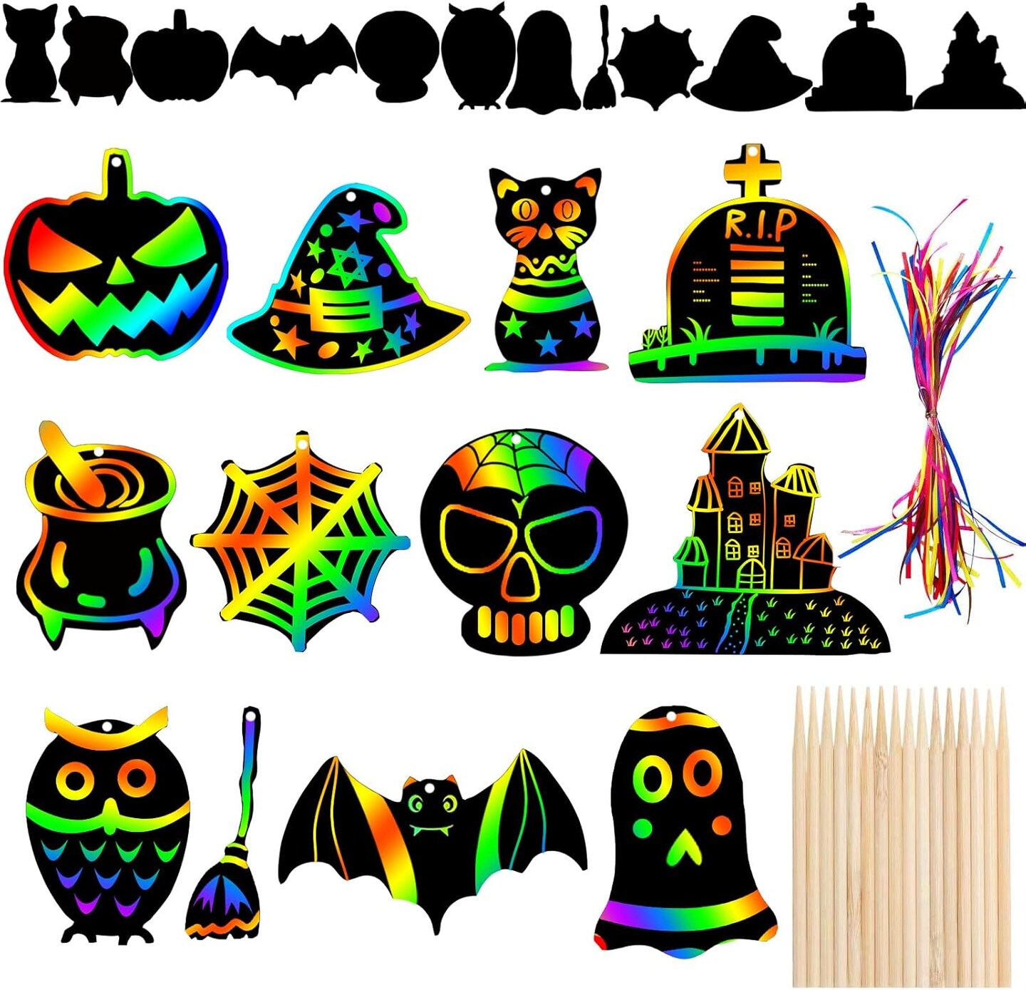48 Pieces Halloween Scratch Crafts for Kids | Michaels