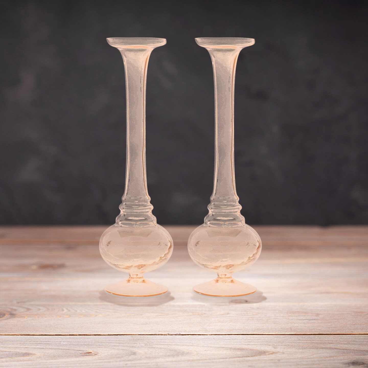Melrose Solid Glass Tall Stem Vases - 11.25" - Pink - Set of 2 | Michaels