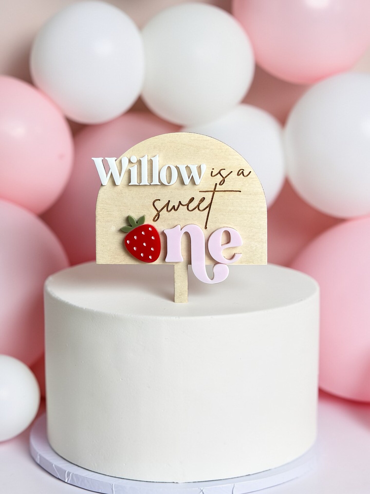 Personalized Strawberry 1st Birthday Cake Topper | MakerPlace by Michaels