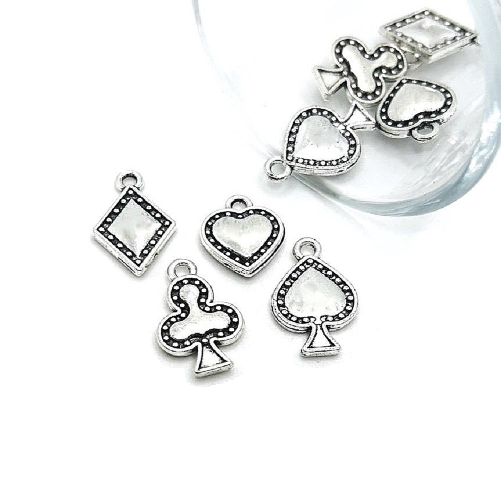 1 or 5 Sets Silver Playing Card Suit Charms | Michaels