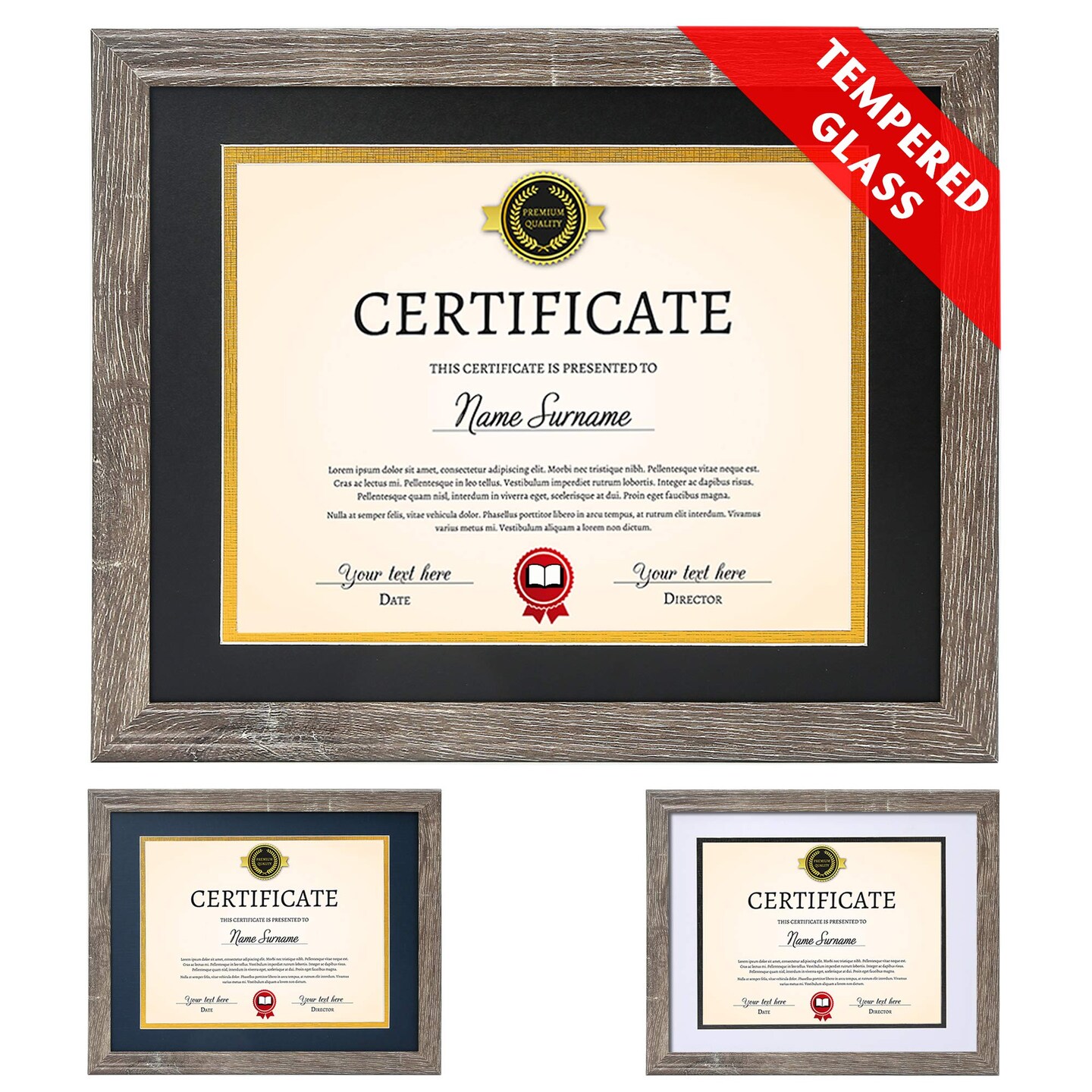 Diploma Frame Tempered Glass - Document Frames 8.5x11 with Mats(Navy ...