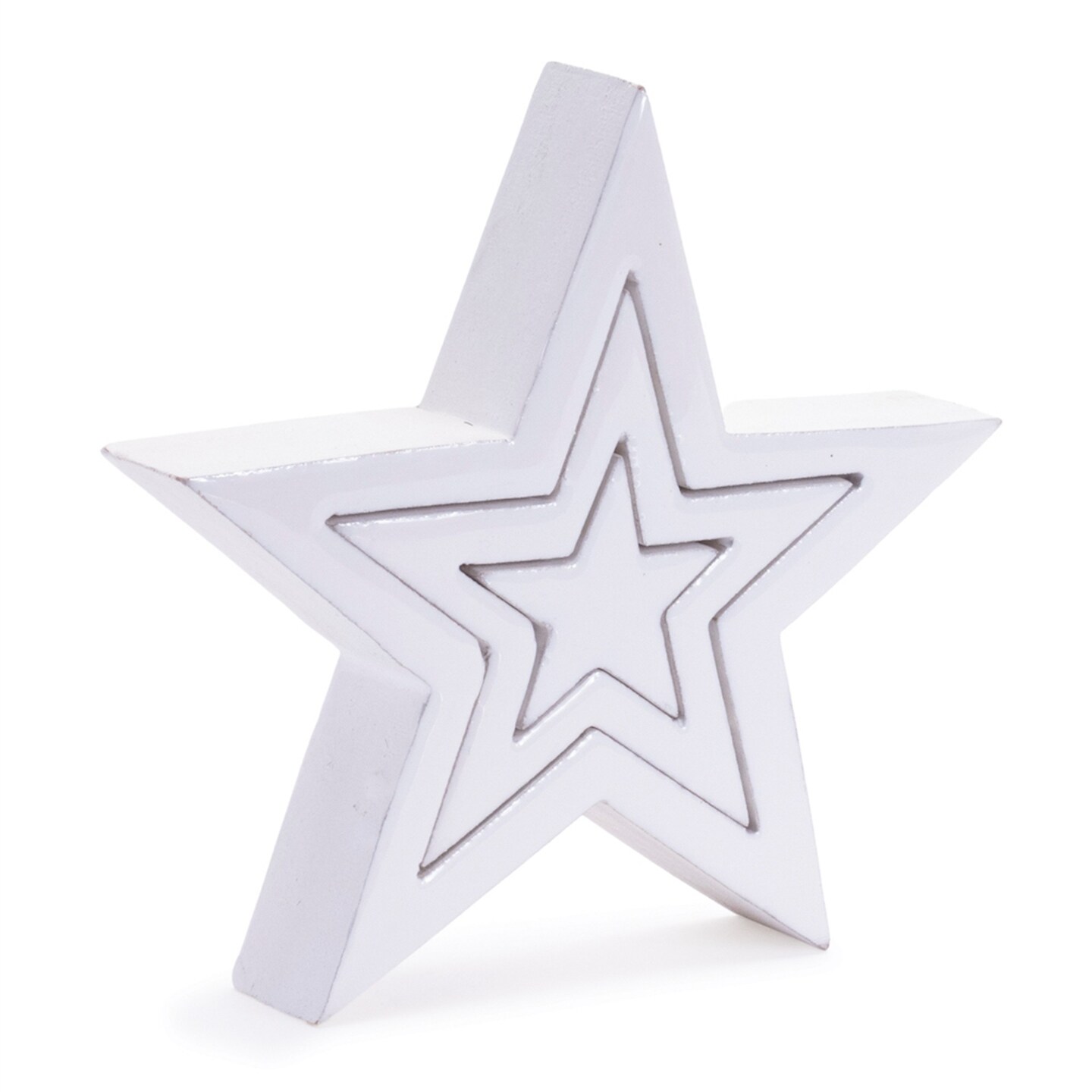Melrose Nested Triple Star Puzzle Decoration - 8" - White - Set of 2 | Michaels