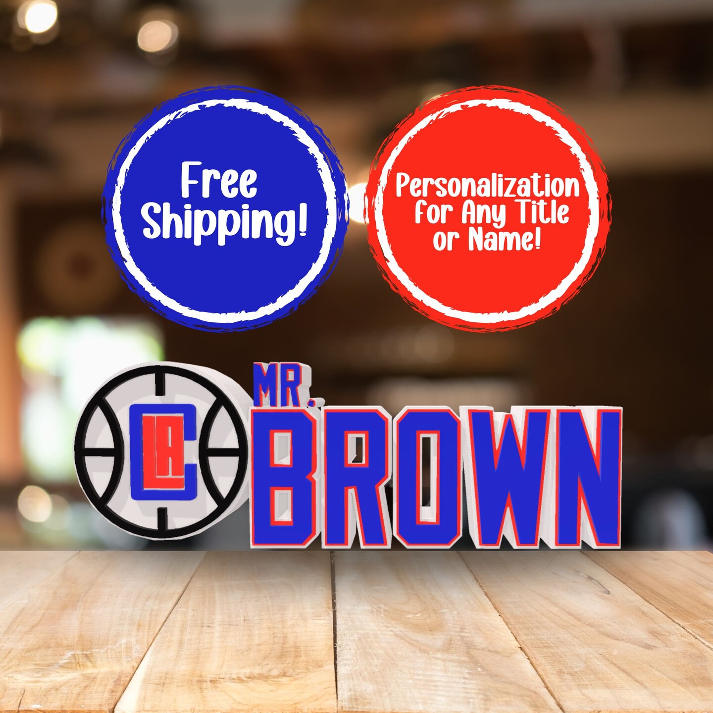 Personalized LA Clippers Desk Name Plate, Personalized Desktop Name ...