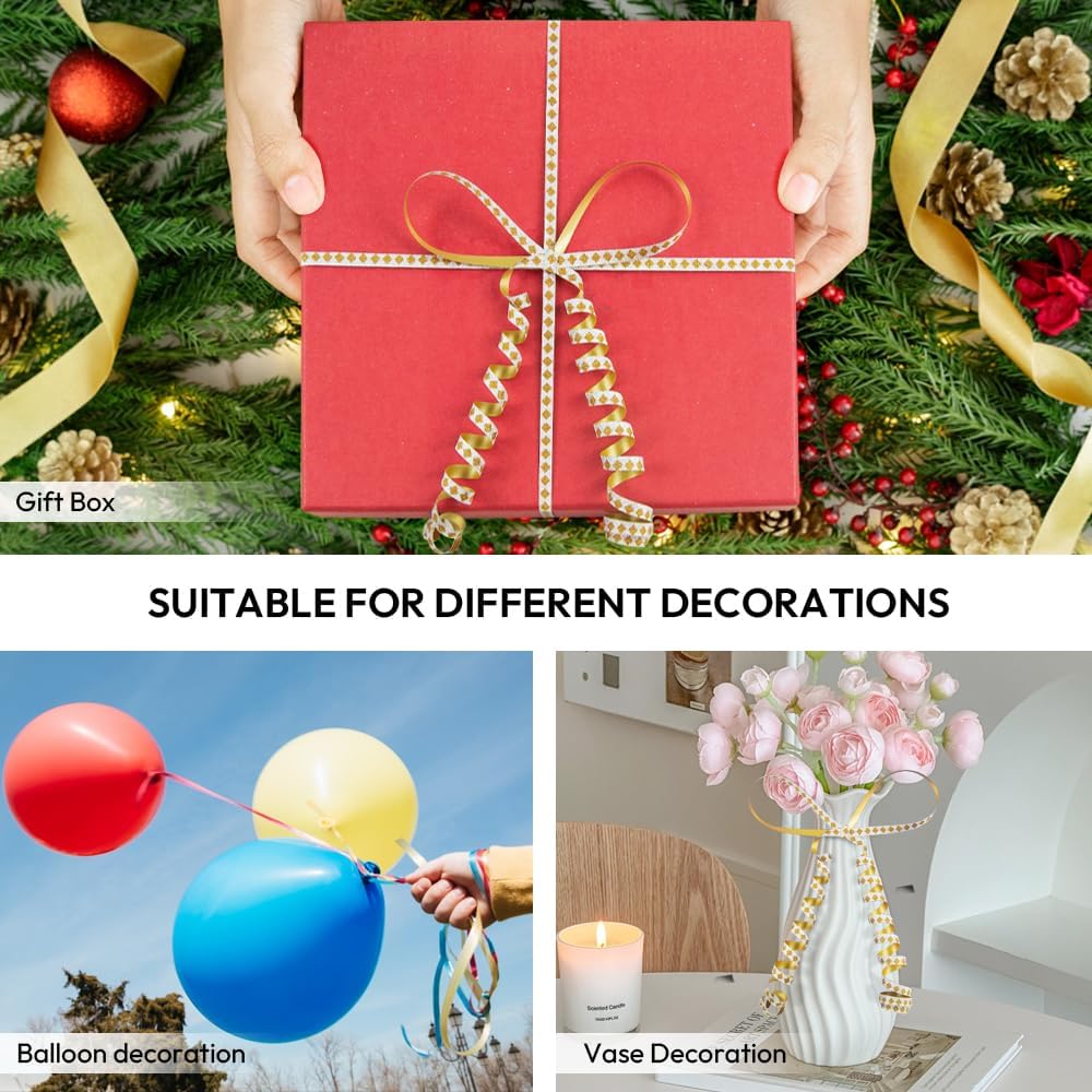 500 Yards Square Pattern Glitter Curling Ribbon – 1/5" Balloon String ...