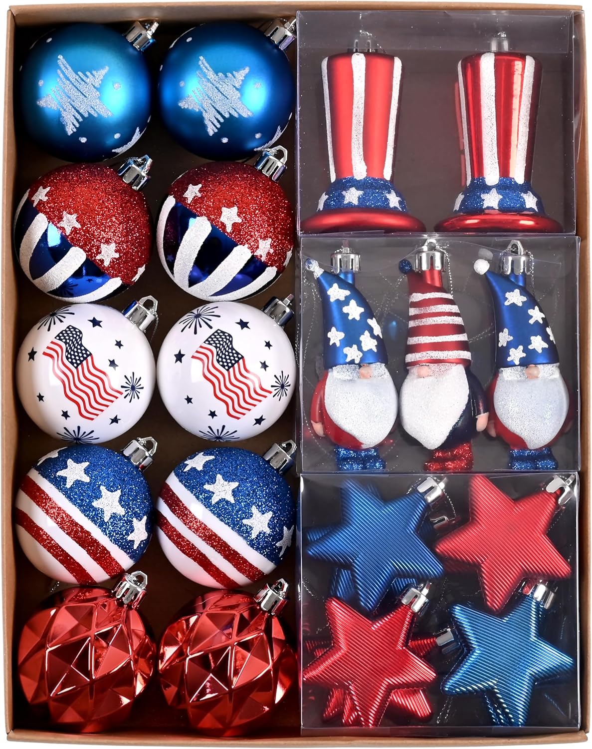 4th of July Tree Decorations,40ct Assorted Memorial Day Ornaments for ...