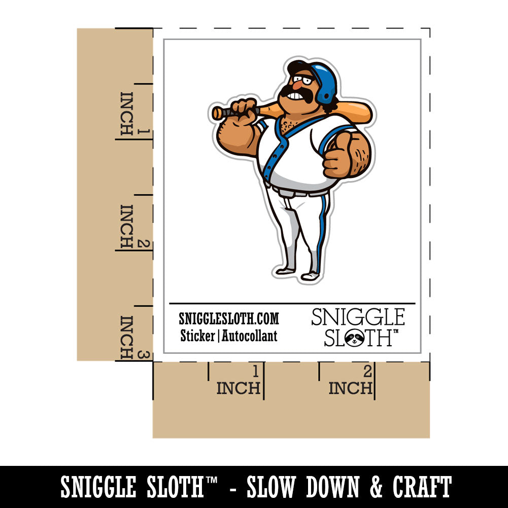 Water Bottle Sticker Set Burly Cartoon Baseball Player Batter Man Cute ...