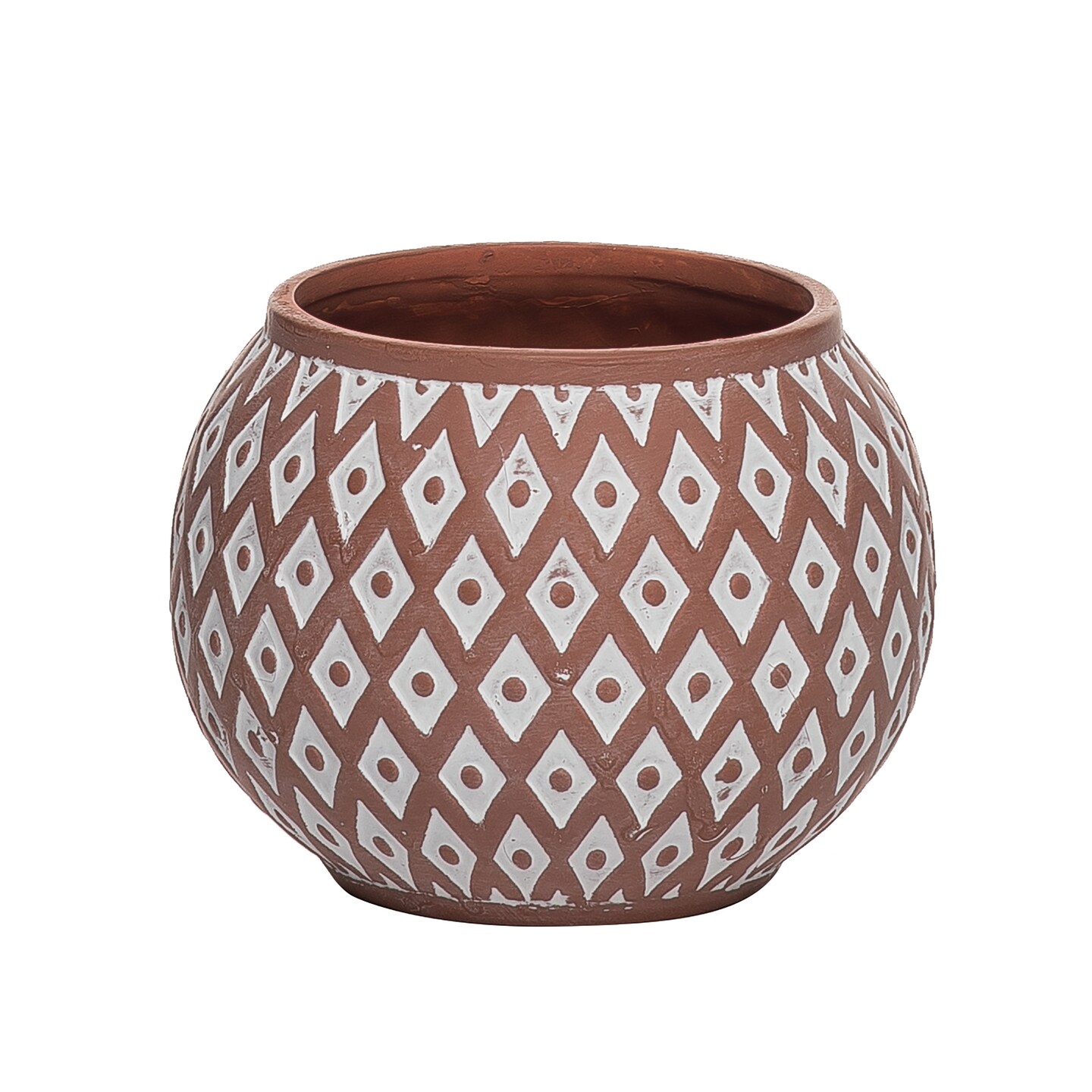 Transpac Ceramic 5.83 in. Brown Diamond Pattern Planter | Michaels