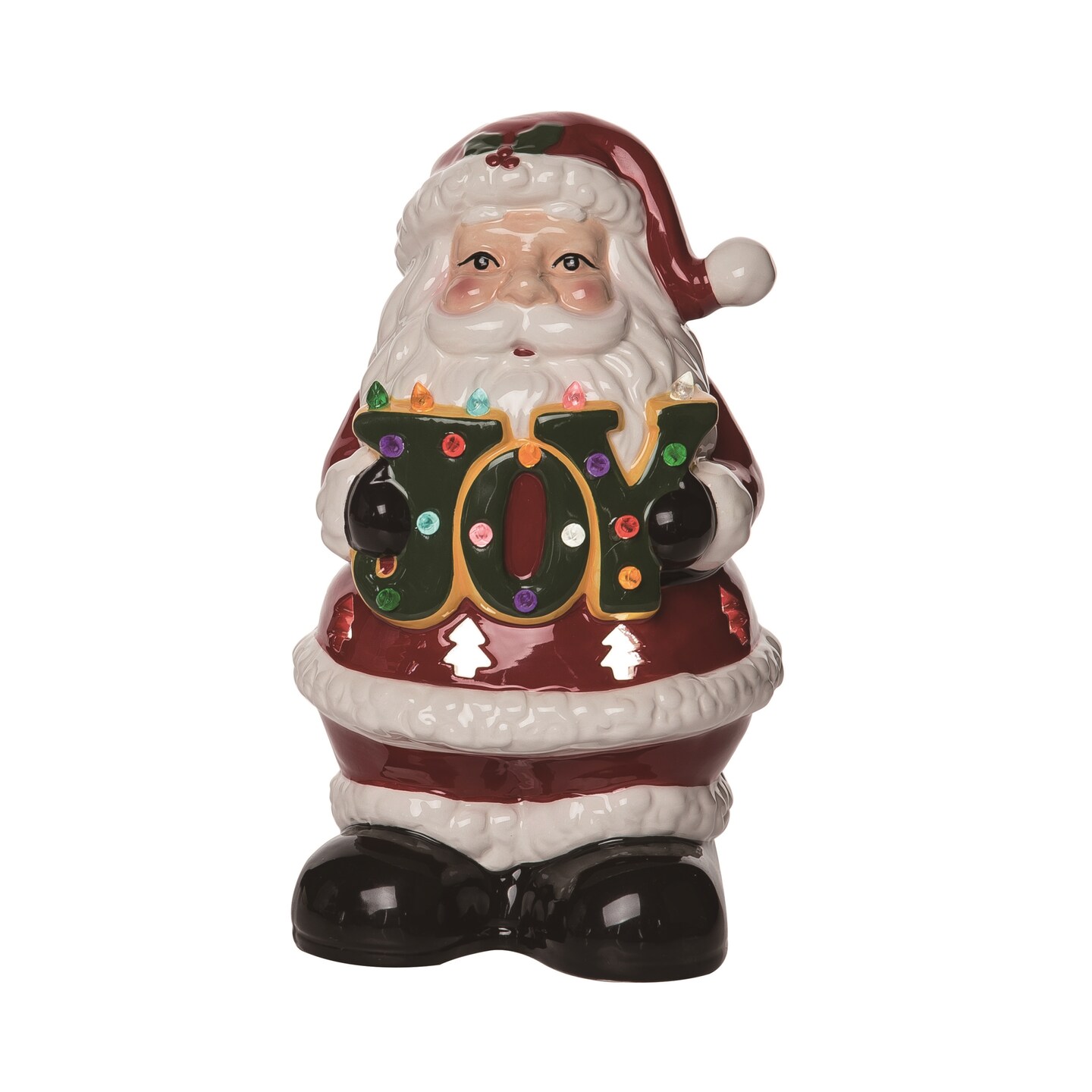 Transpac Ceramic 10.25 in. Multicolor Christmas Light Up Joyous Santa ...