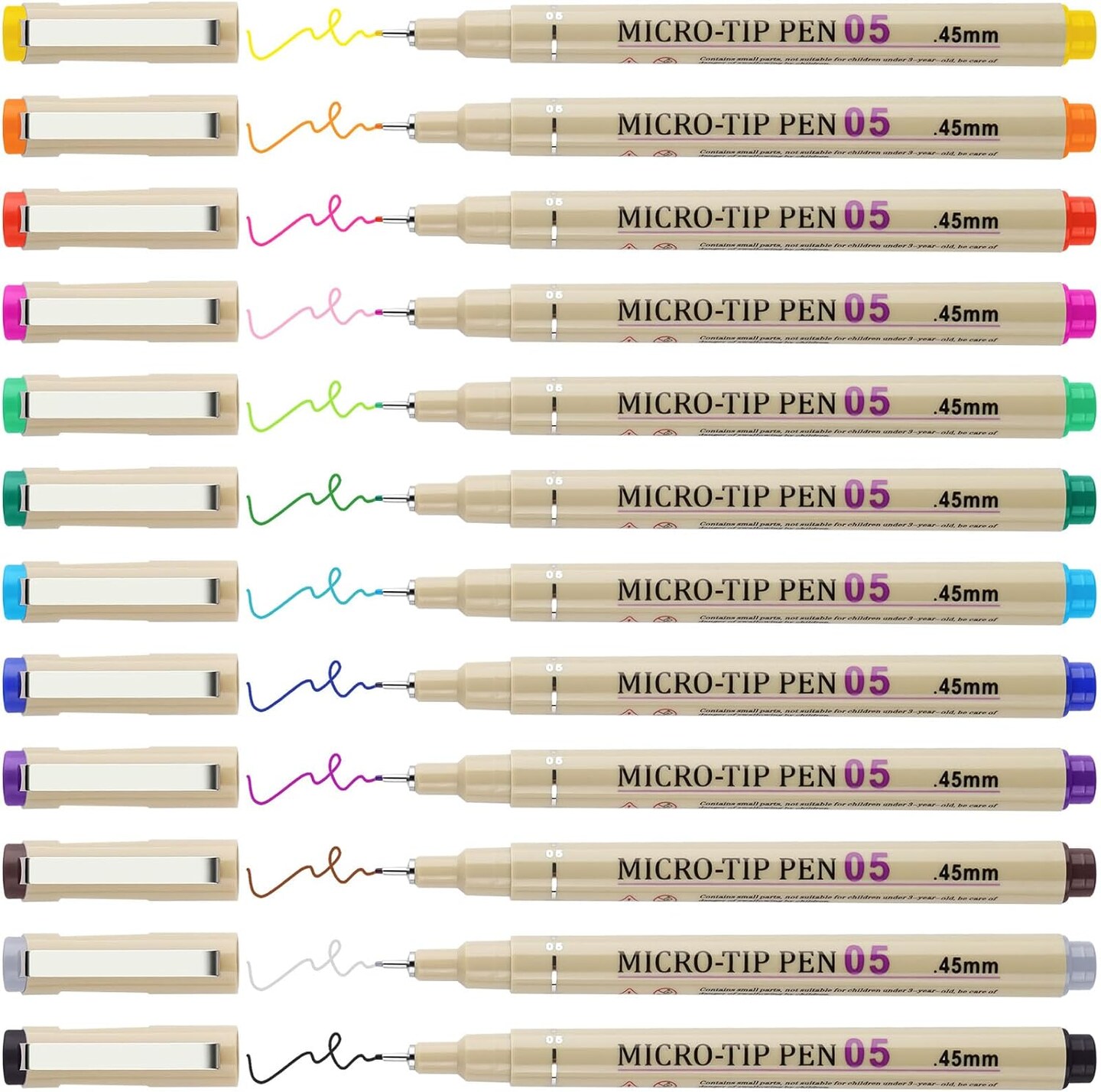 [12 Colors] 05 Micro, Fineliner Pen Set Ink, Fine Point Pen,Multi-liner ...